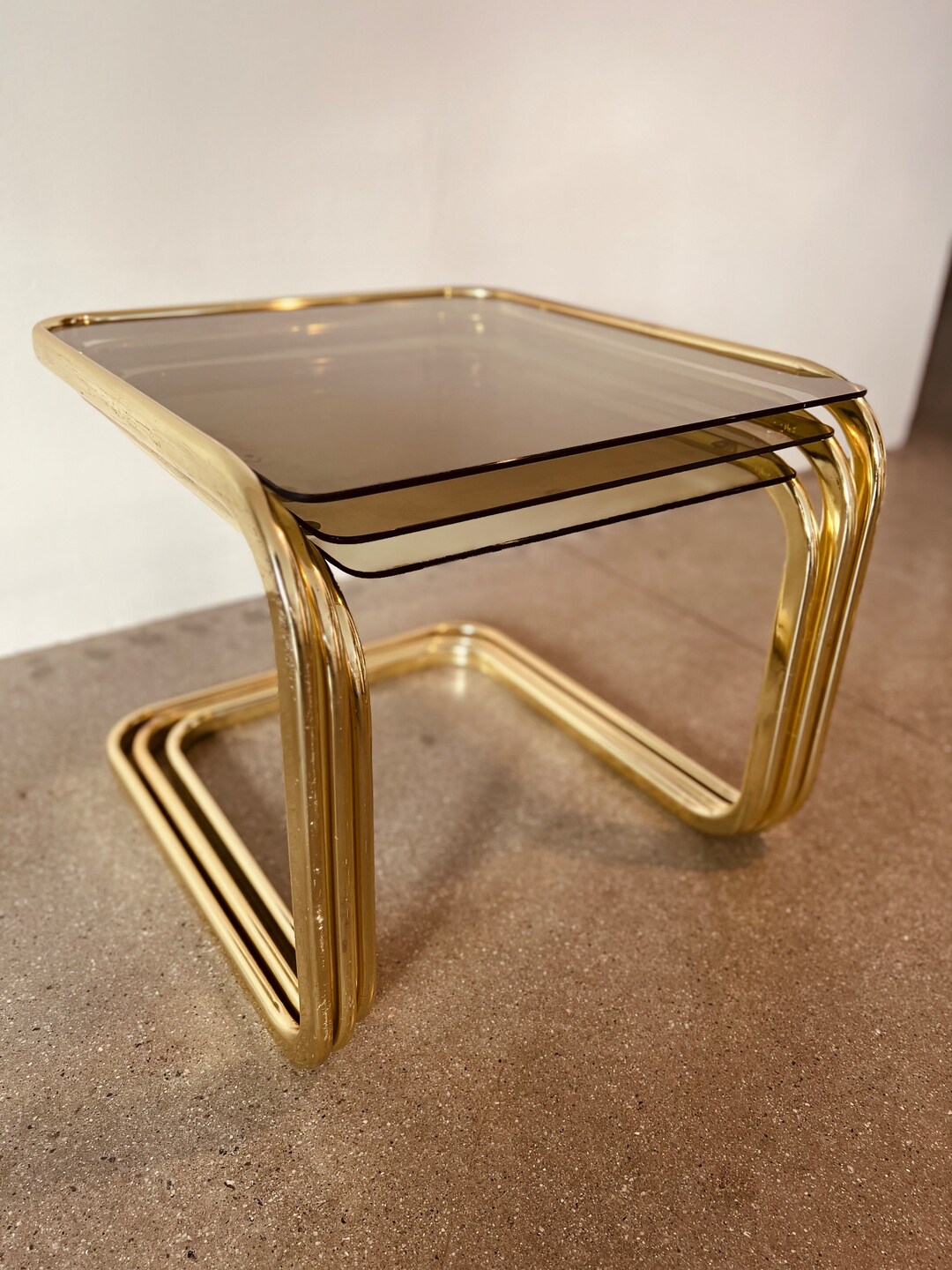 Milo Baughman Nesting Tables / Vintage Brass / 1970s Interiors - Etsy