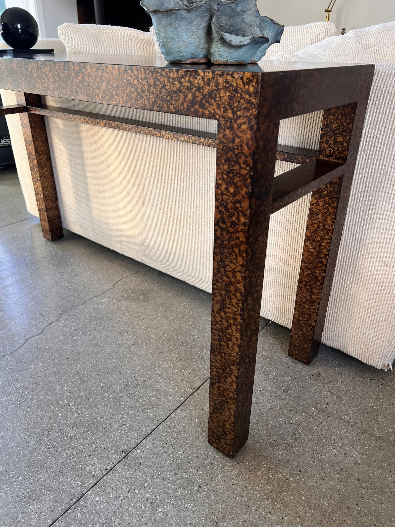 Vintage Faux Tortoise Shell Console Table / 1980s Interior - Etsy