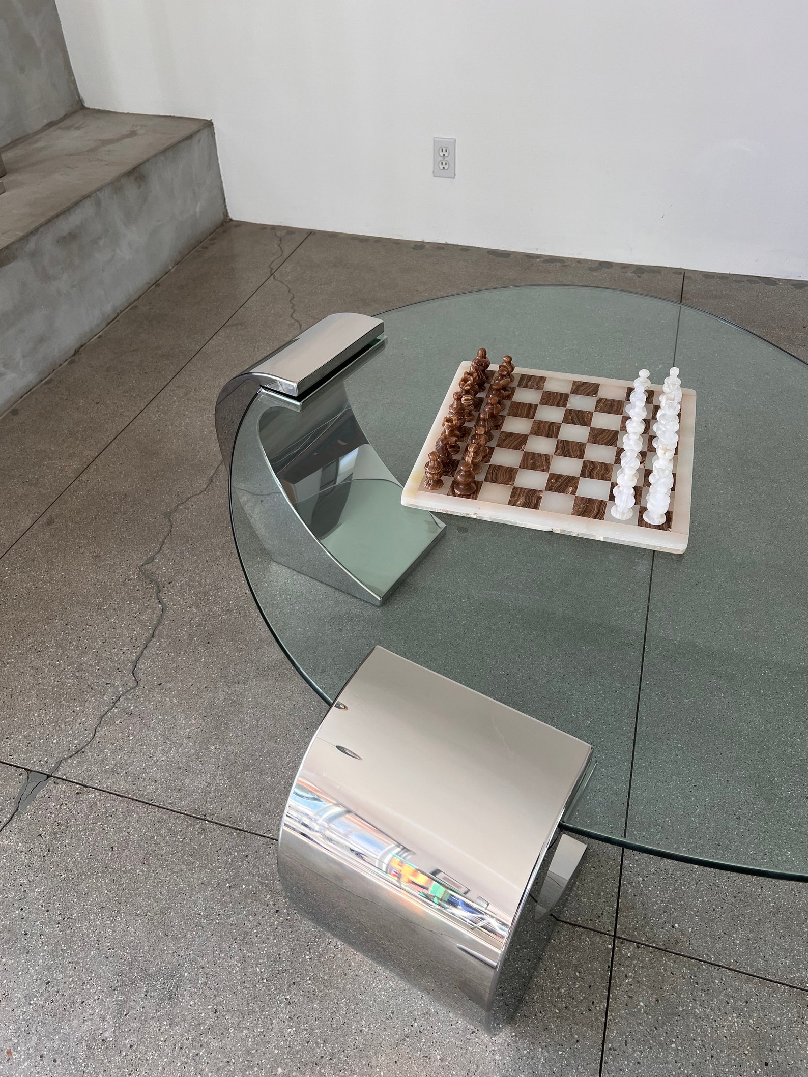 Karl Springer Style Coffee Table / Chrome / Glass - Etsy