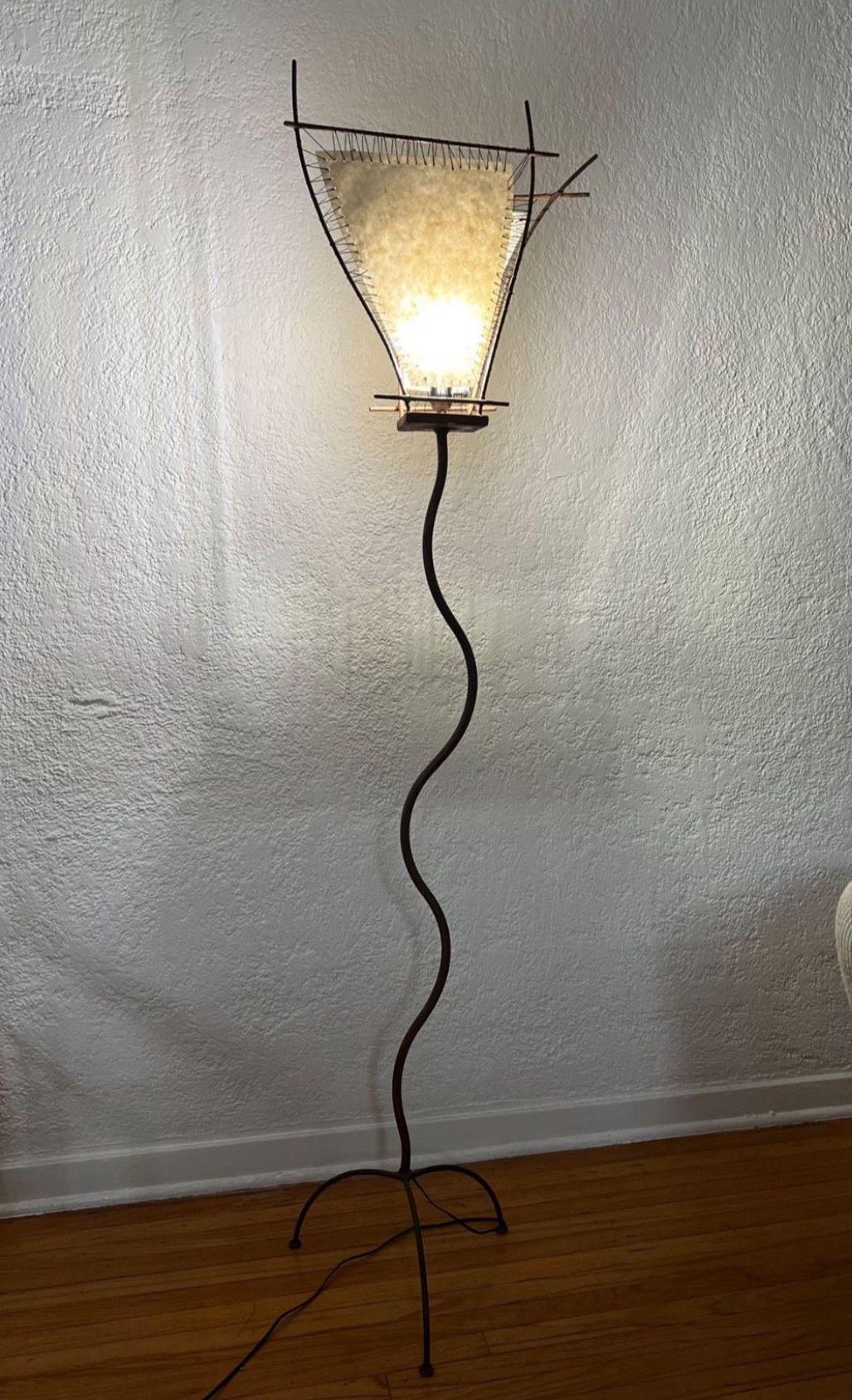 Vintage Rustic Floor Lamp / Metal and Linen Paper / Unique Lighting - Etsy