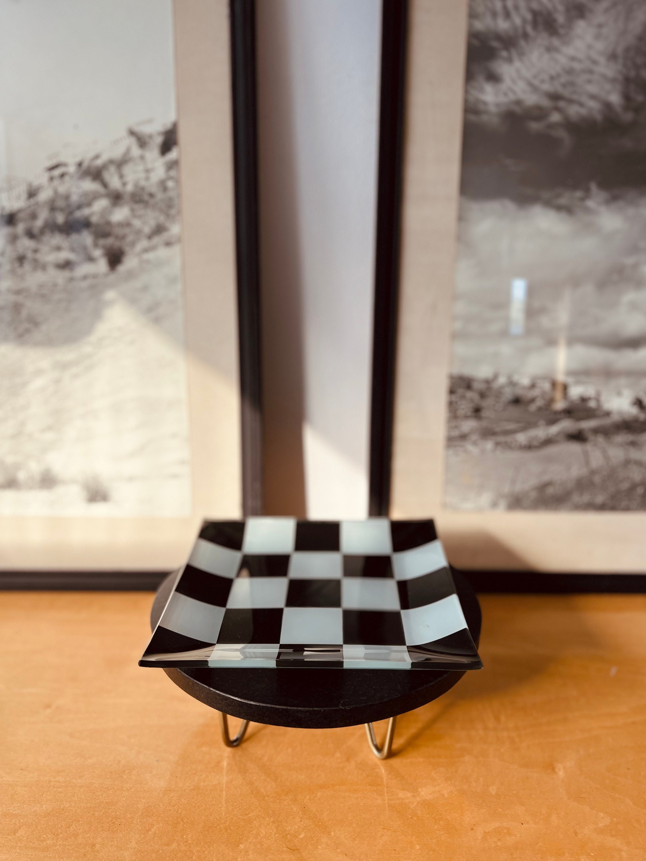 Checkered Glass Catchall Dish / 90s Decor / Y2K Home Decor - Etsy