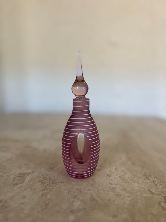 Pink Mauve Stripped Retro Perfume Bottle Decor Gift - Gem