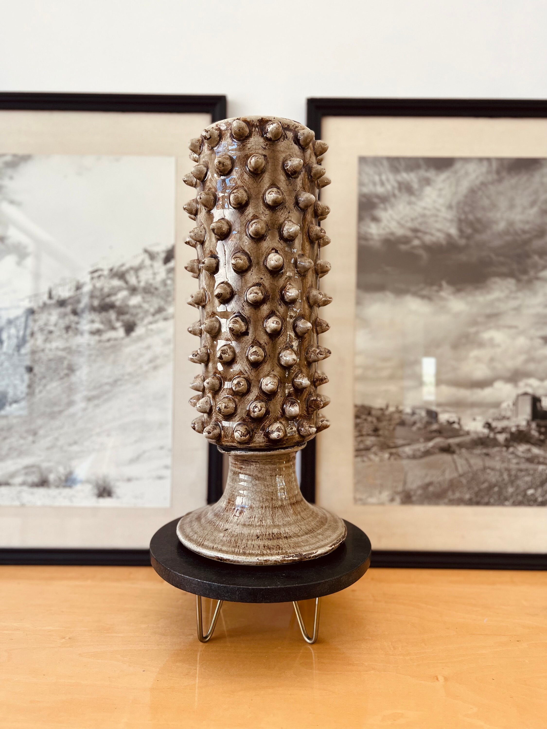 MCM Style Vase / Spiked Vessel / Vintage Pottery - Etsy
