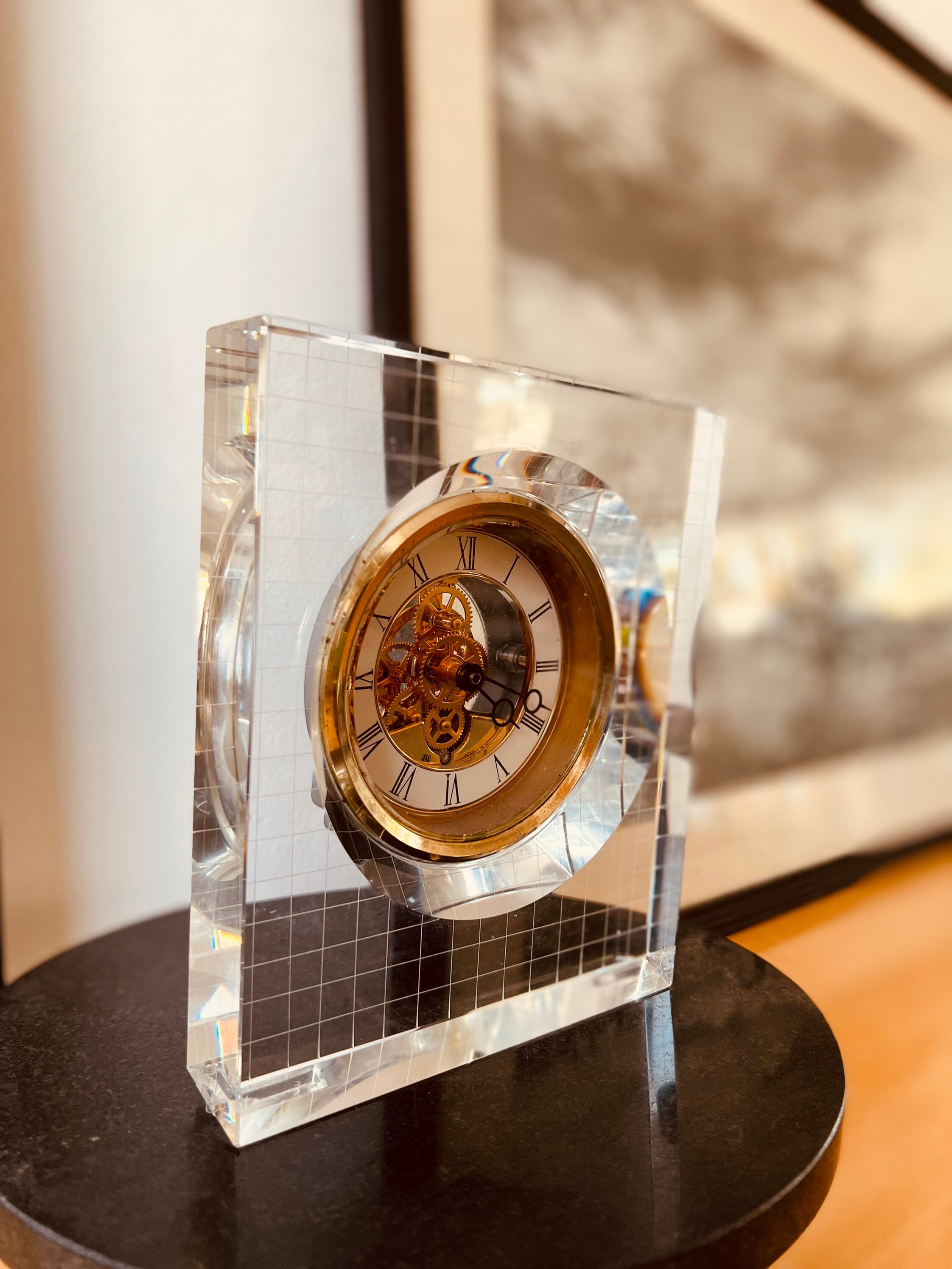 Vintage Crystal Clock / Hoya Japanese Clock / Clear Clock With Gears ...