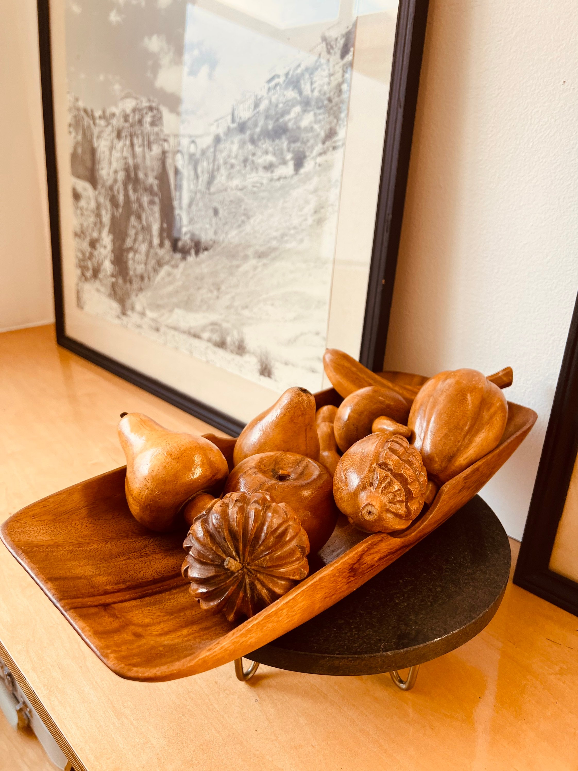 Vintage Wood Fruit / Hand Carved Figurines / Retro Home Decor / Gifts ...