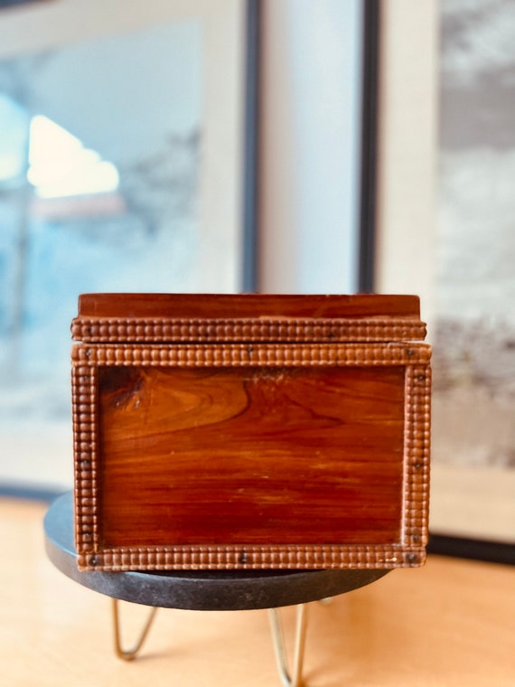 Vintage Bohemian Wood Box / Handmade Wood Case / Bead… - Gem
