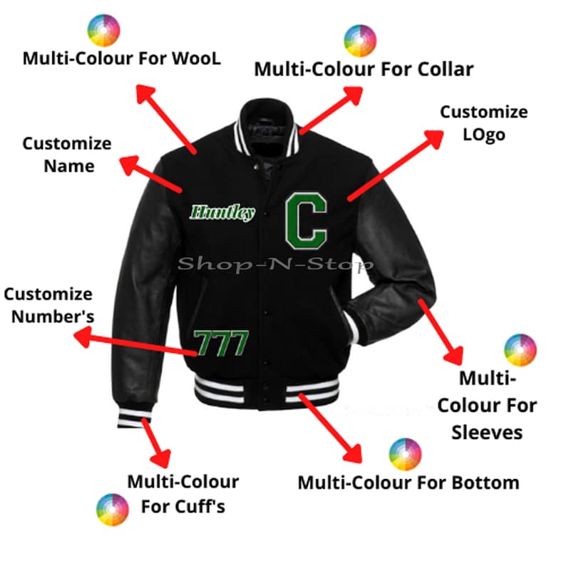 Custom Varsity Jacket: Wool Body, Leather Sleeves, Letterman Style - Etsy