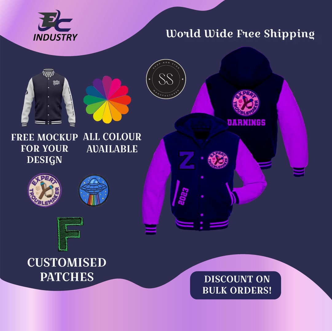 Custom Personalized Letterman Jacket, Custom Patches, College Varsity ...