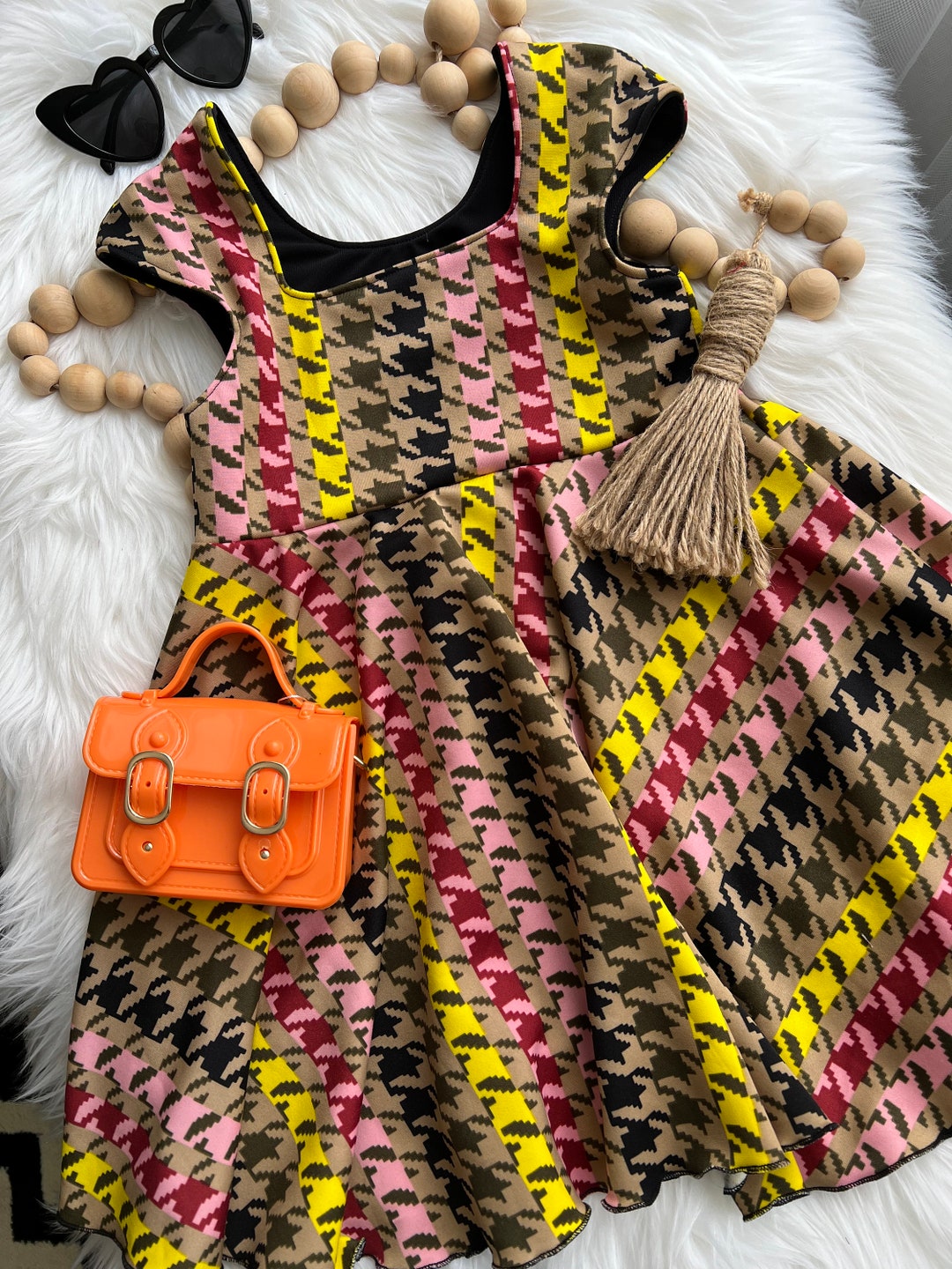 Girls Beautiful Houndstooth Popular Houndstooth Print Dress - Etsy