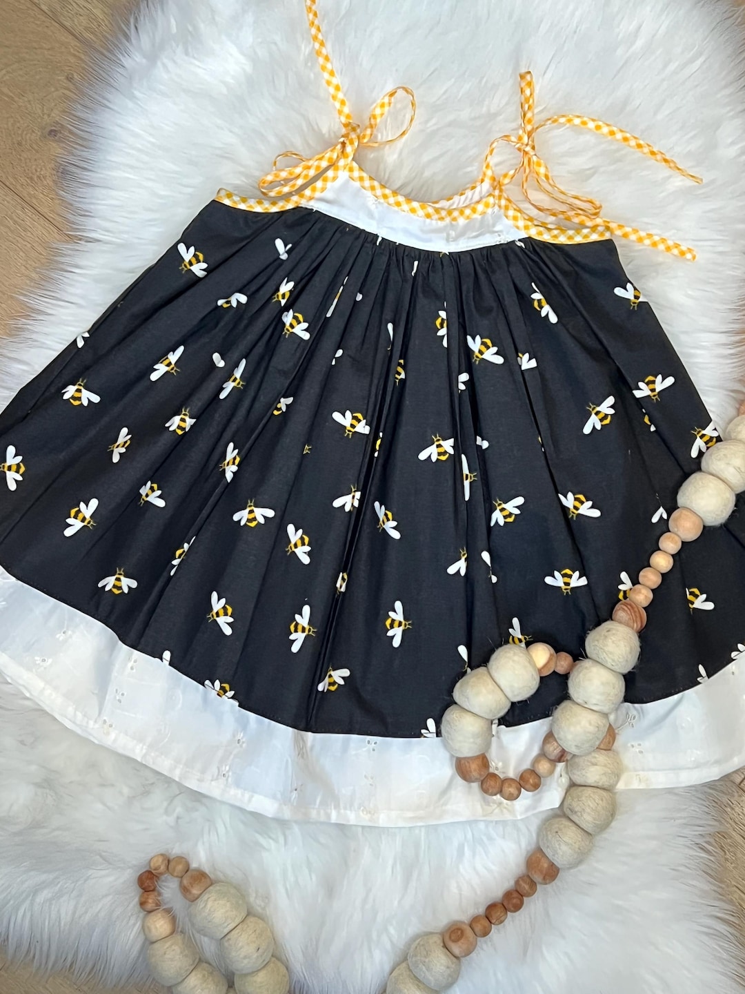 Black and White Dress With Bumble Bee Summer Dress, Bee Party Inspired Dress, Queen Bee Theme ...