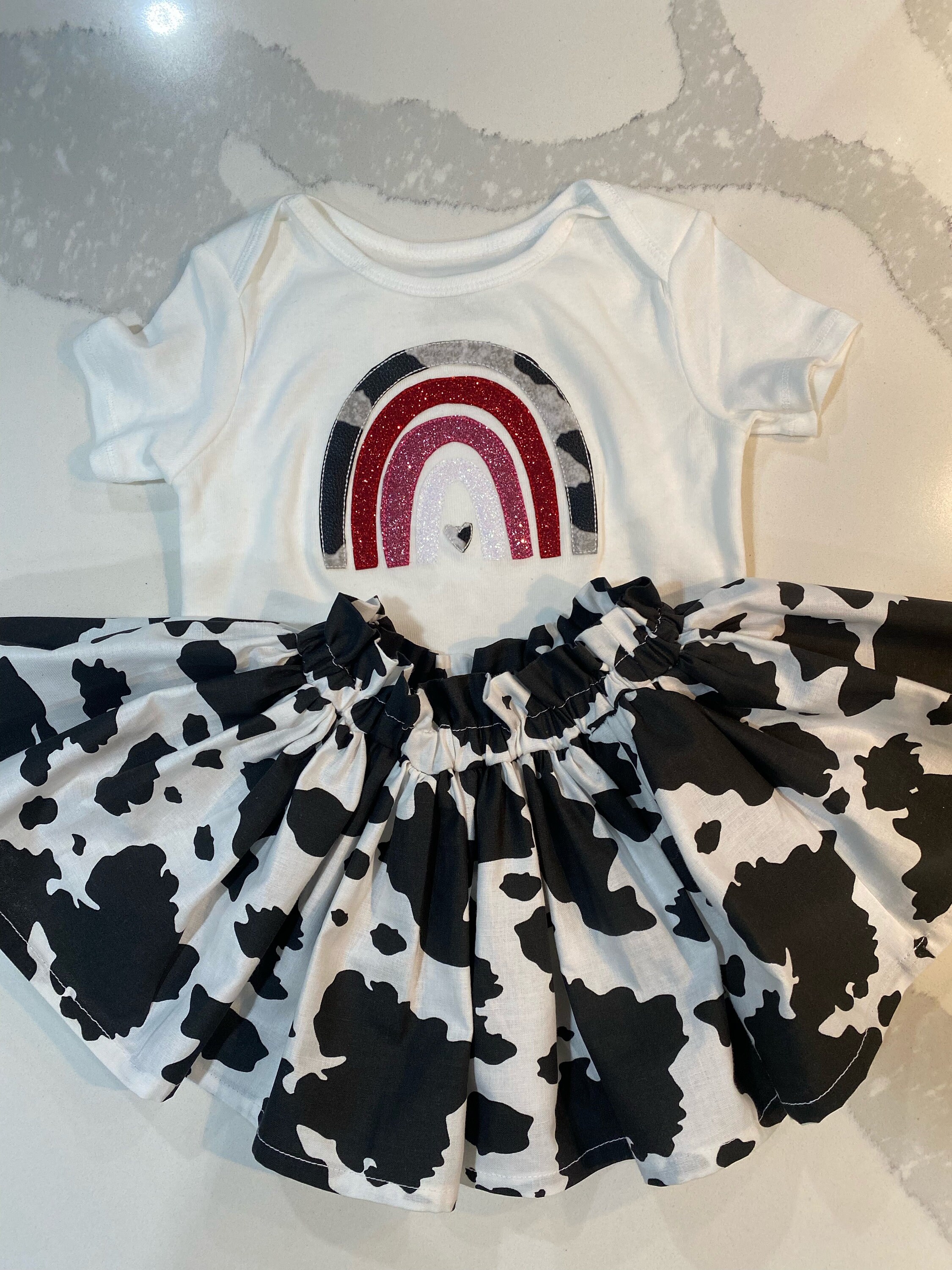 Cow Print Set, Cow Print and Rainbow Outfit, Birthday Outfit, Western ...