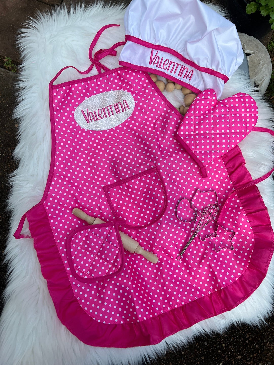 Toddler Personalized Apron and Chef Hat Set, Embroidered Apron, Custom ...