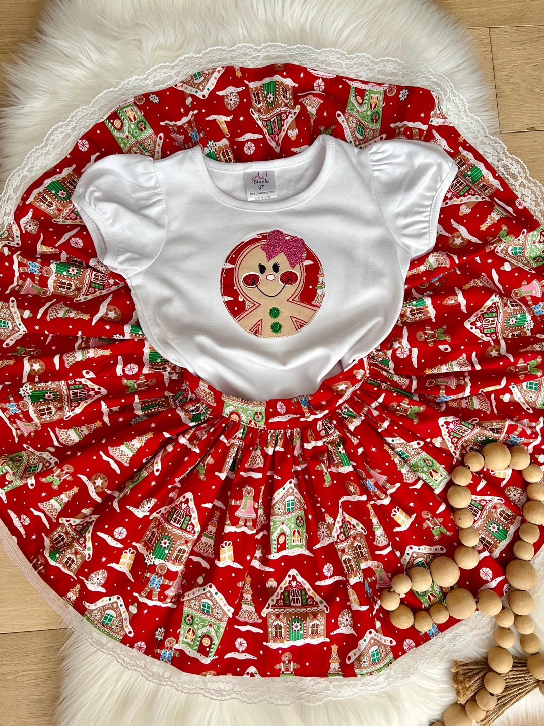 Gingerbread Girl Christmas Theme Outfit, Red and White Christmas Outfit ...