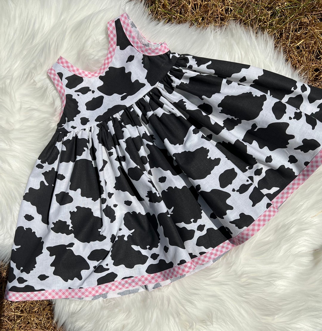 Cow Print Dress, Baby Cow Print Dress, Cow Theme Party Dress, Farm ...