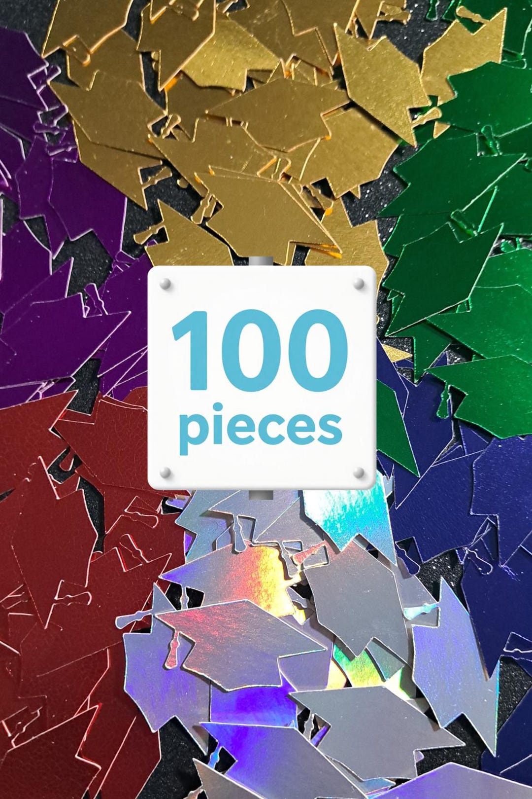 Graduation Cap Confetti: Foil Cardstock, Silver Sequins (100-count Pack ...