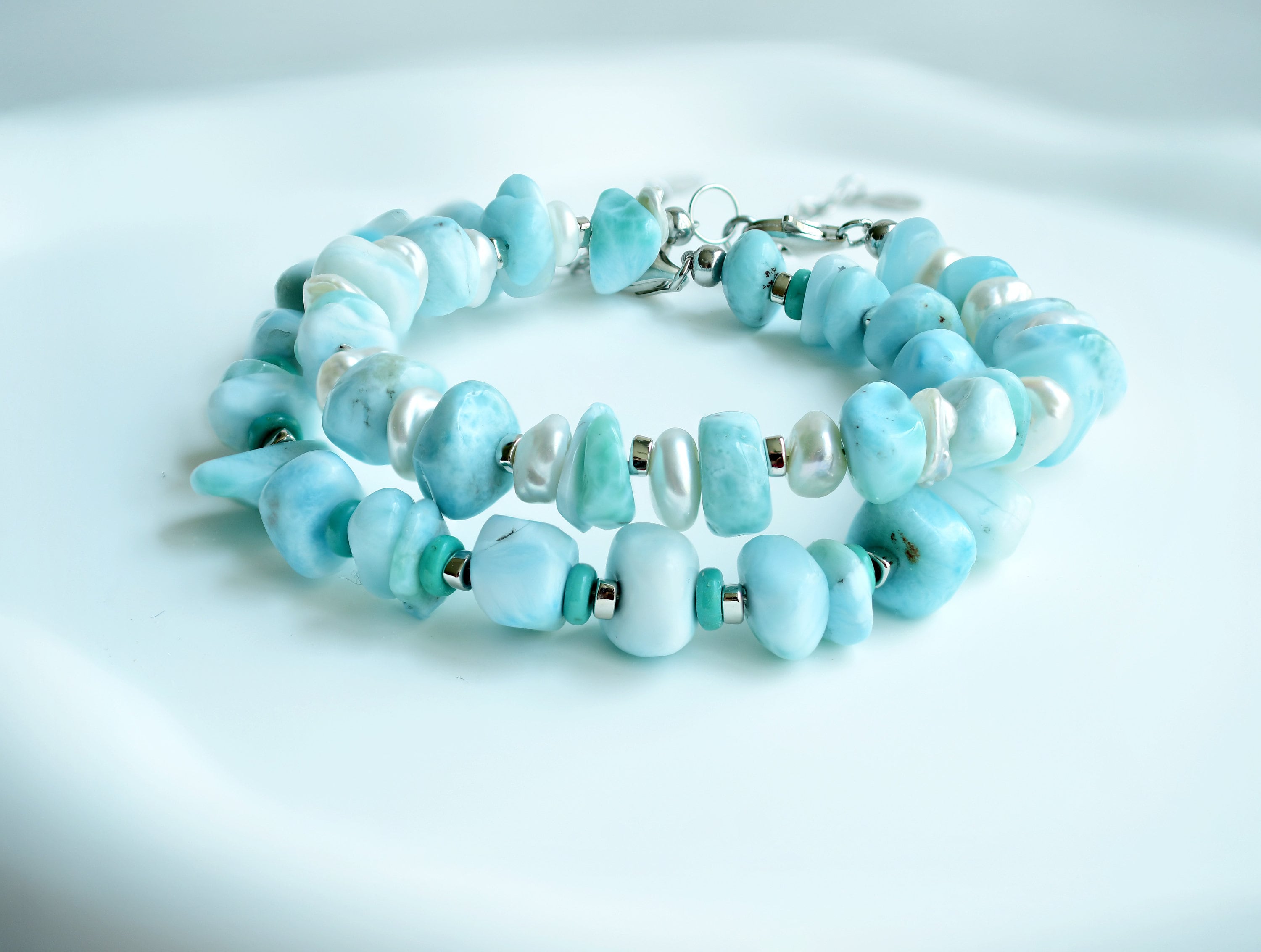 Natural Blue Larimar Bracelet in Silver 8.5mm Larimar Nugget - Etsy