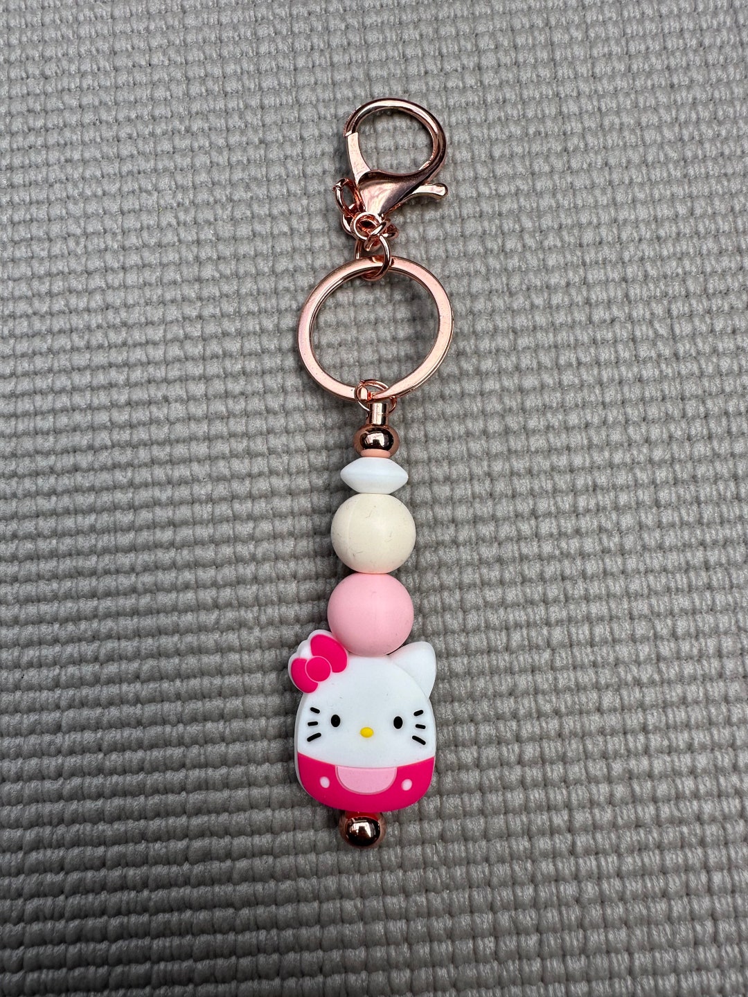 Pink Squish Kitty Blush Silicone Bead Rose Gold Keychain - Etsy