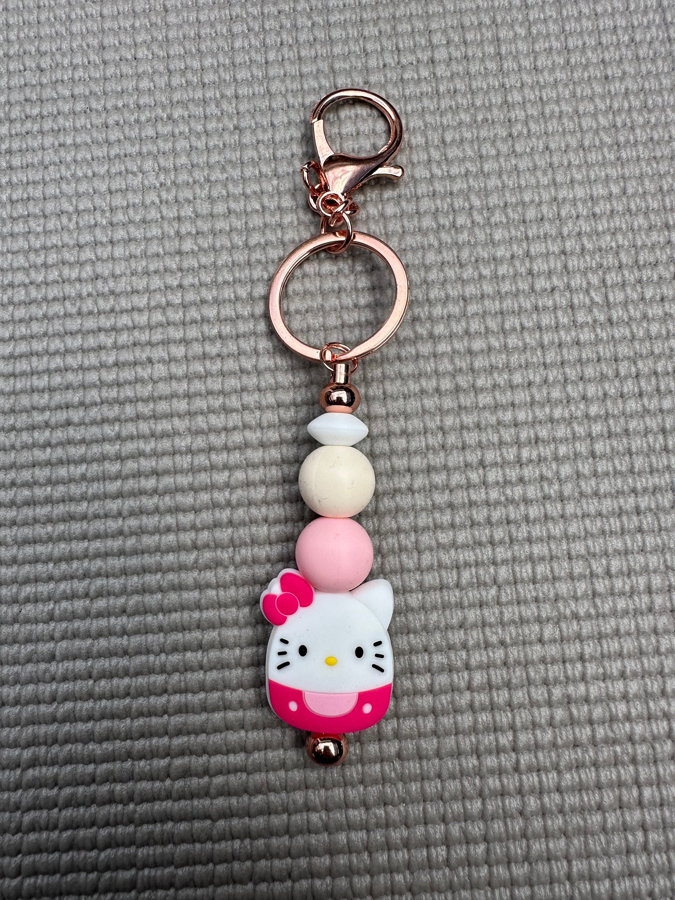 Pink Squish Kitty Blush Silicone Bead Rose Gold Keychain - Etsy