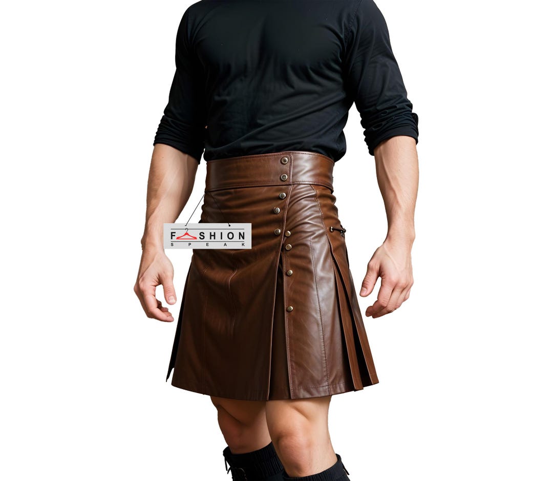 Genuine Leather Brown Kilt, Men's Leather Kilt, Steampunk Kilt ...