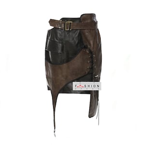 Vintage Steampunk Diesel Kilt Genuine Leather Ruffle Tiered Skirt Brown ...