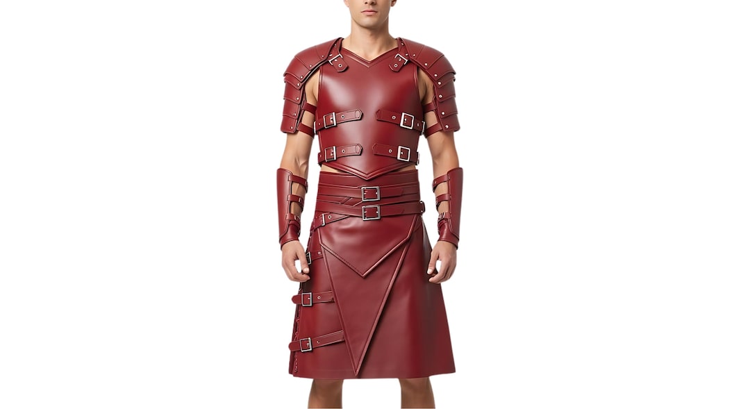 Genuine Leather Gladiator Kilt Armor Set | Roman Warrior Costume - Etsy