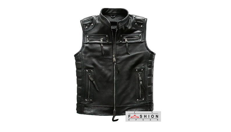 Mens Black Genuine Leather Vest Punk Vest Rave Outfits - Etsy