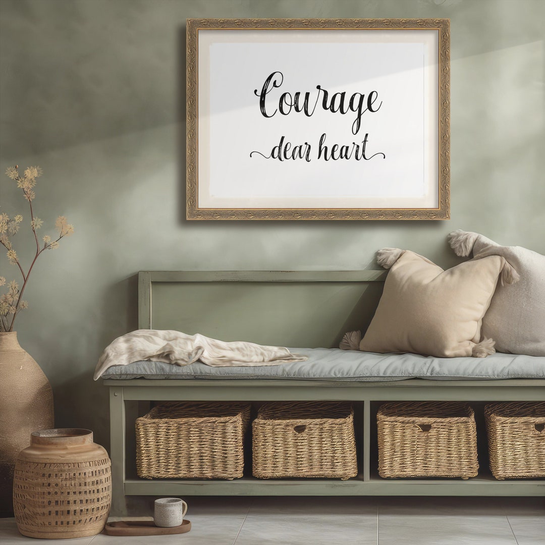 Courage, Dear Heart Typography Print - CS Lewis Minimalist Quote Wall ...