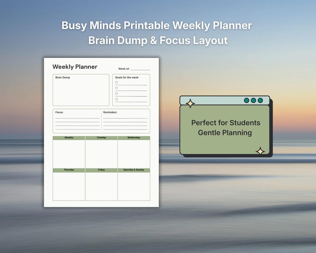 Busy Minds Weekly Planner Printable | Undated Weekly Reset Planner ...