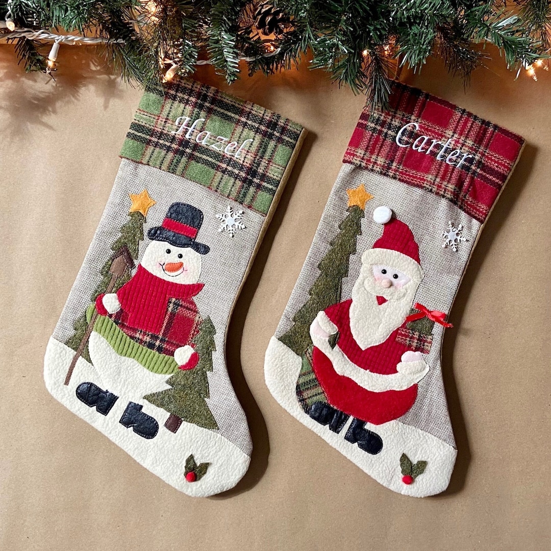 Personalized Christmas Stockings: Santa & Snowman Design, Custom ...