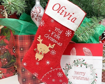 Baby's 1st Christmas Stocking Hand Personalizedbaby Boy - Etsy