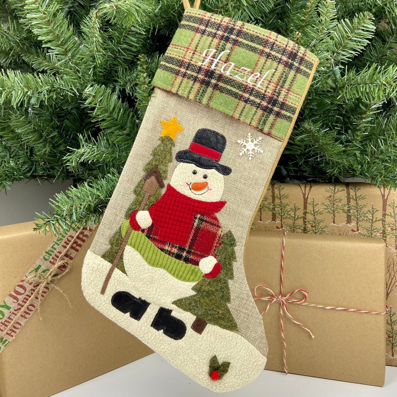 Personalized Christmas Stockings: Santa & Snowman Design, Custom ...