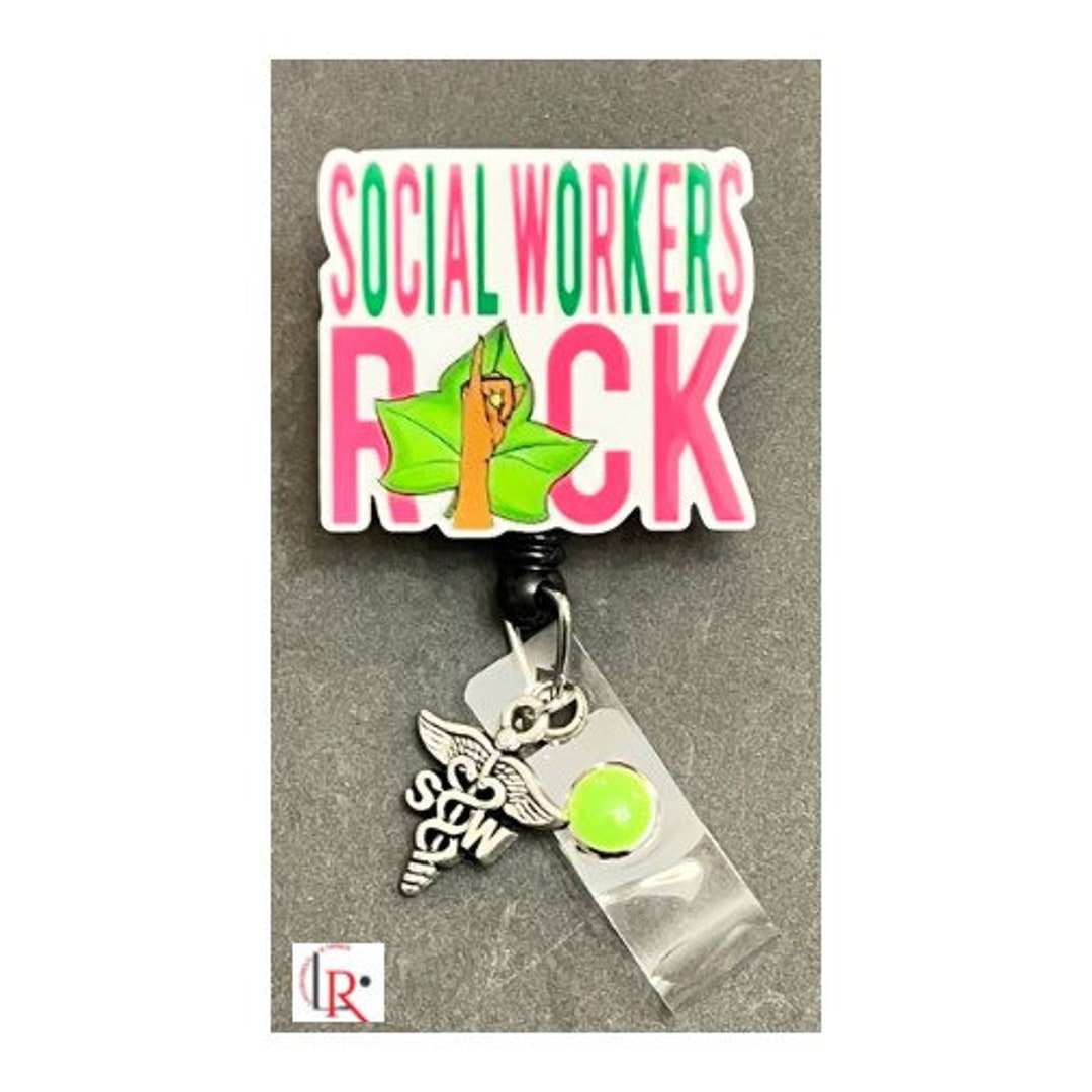 AKA Social Worker Rocks ID Badge Holders - Etsy