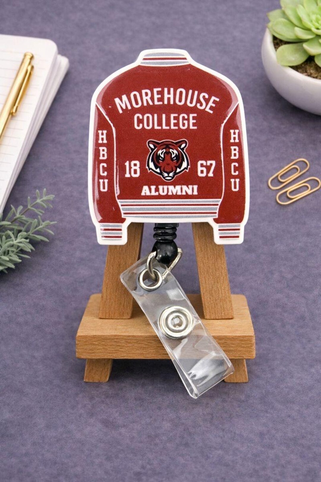 Jacket Shaped Morehouse Alumni Badge Reel Holder - Etsy
