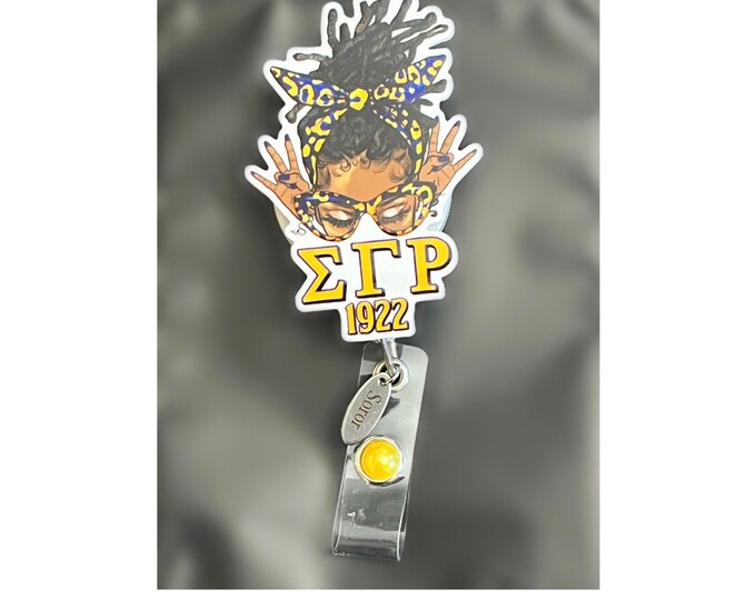 Messy Locs Sigma Gamma Rho Badge Reel/ ID Holder - Etsy