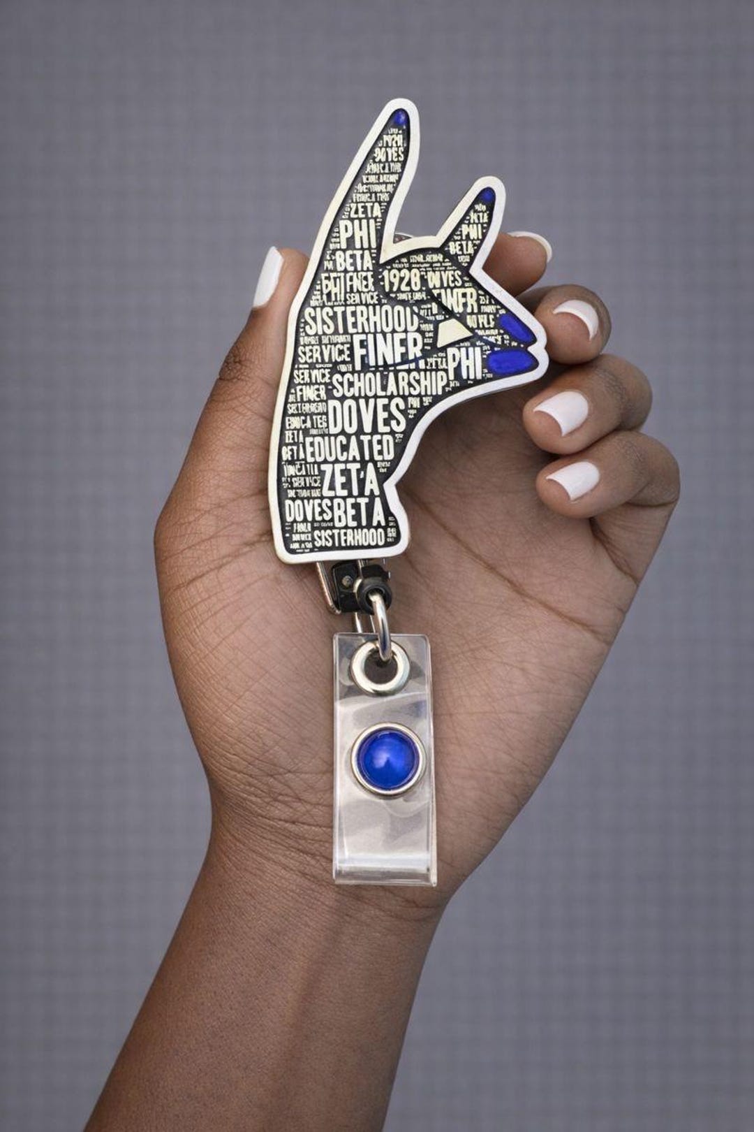 Zeta Hand Sign Badge Reel ID Holder - Etsy