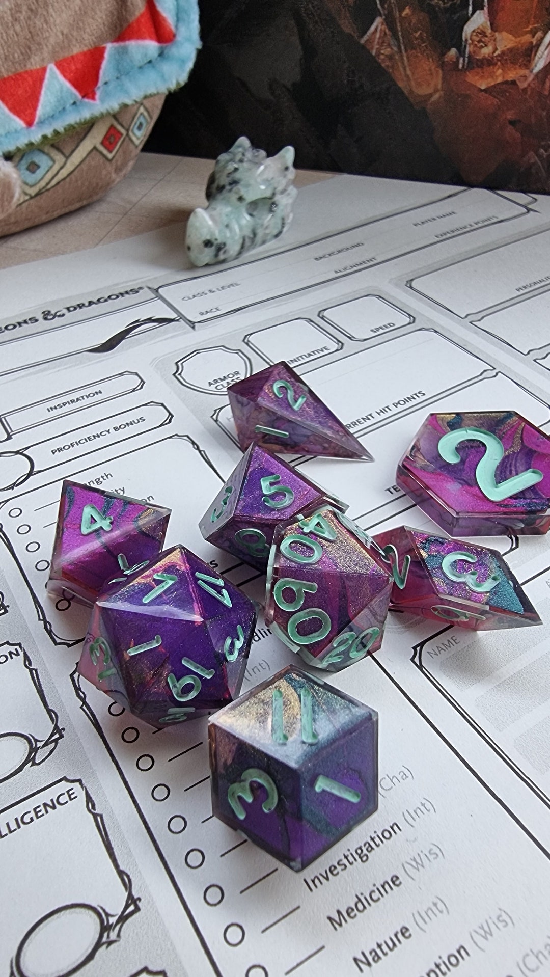 RPG Dice Resin Purple Marble - Etsy