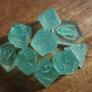 RPG Dice Resin Light Blue/green UV - Reactive and Glow in the Dark - Etsy