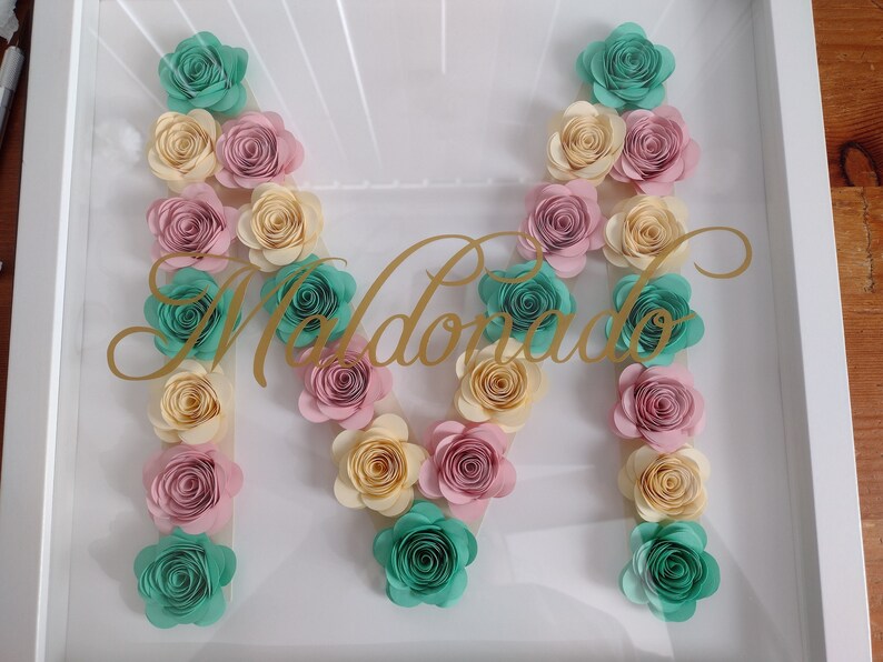Initial Letter Paper Flower Shadow Box - Etsy