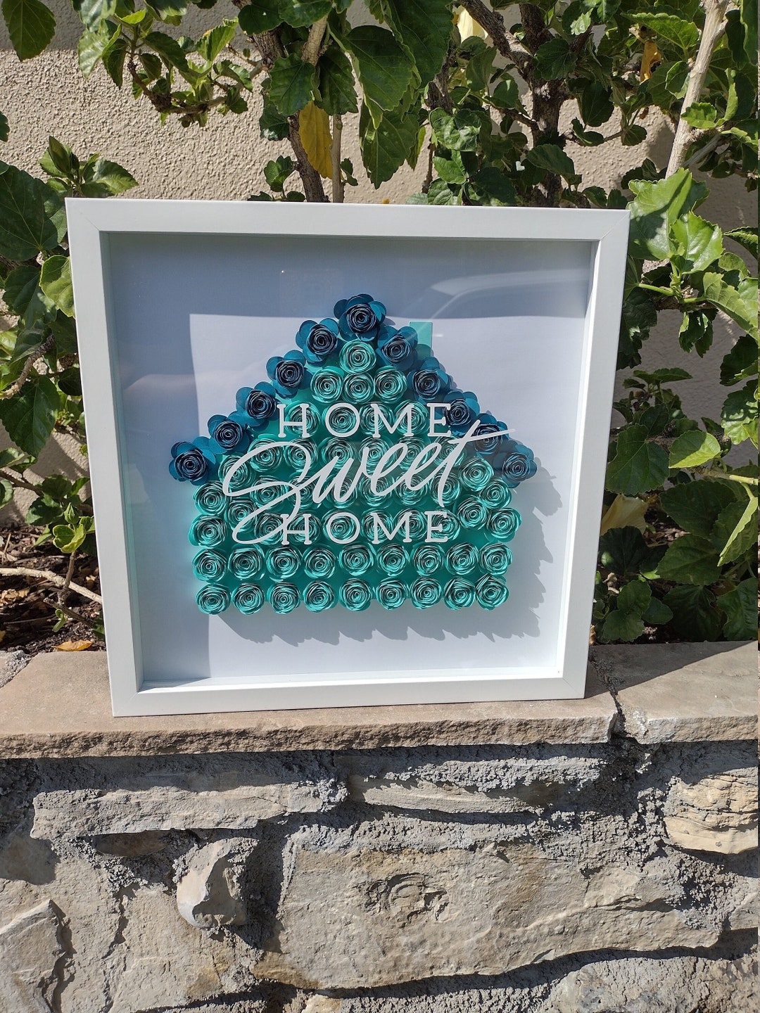 Home | House Paper Flower Shadow Box Frame - Etsy