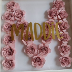 Initial | Letter Paper Flower Shadow Box - Etsy