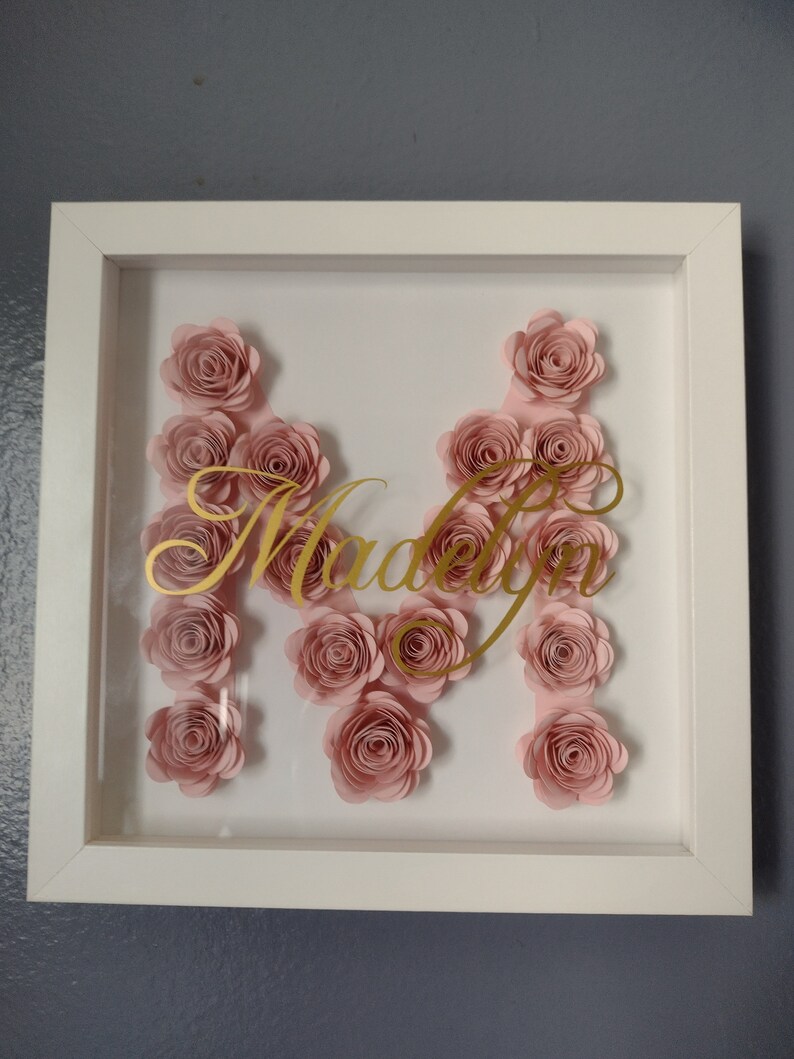 Initial Letter Paper Flower Shadow Box - Etsy