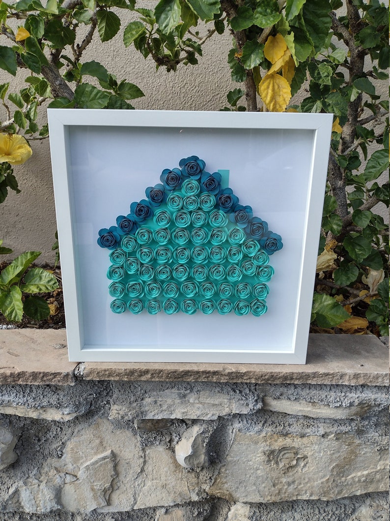 Home House Paper Flower Shadow Box Frame | Etsy