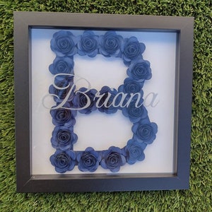Initial | Letter Paper Flower Shadow Box - Etsy