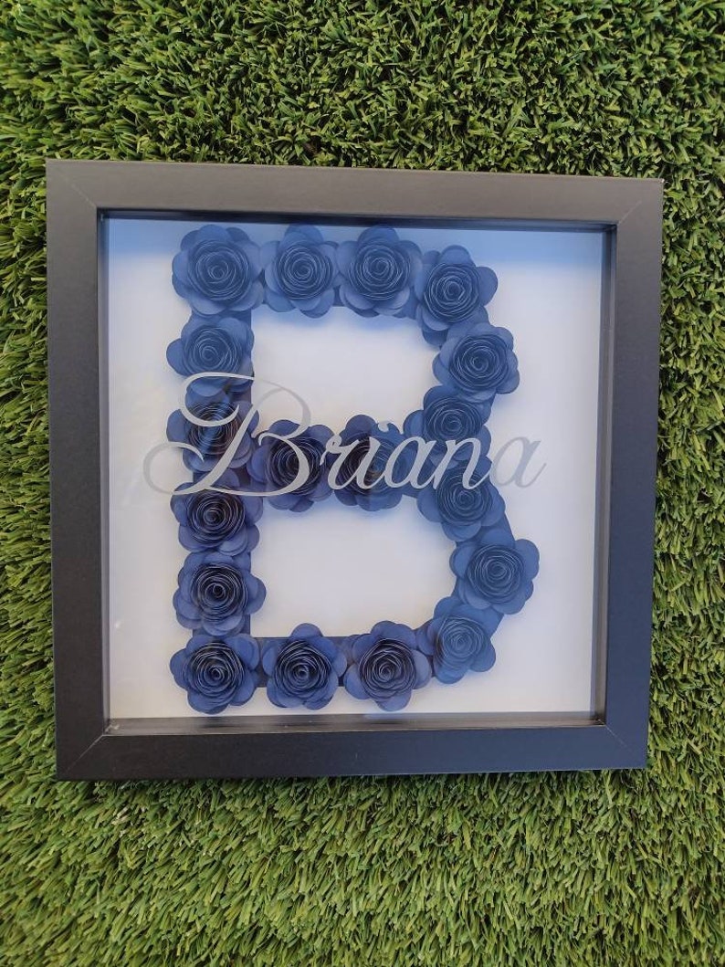 Initial Letter Paper Flower Shadow Box - Etsy