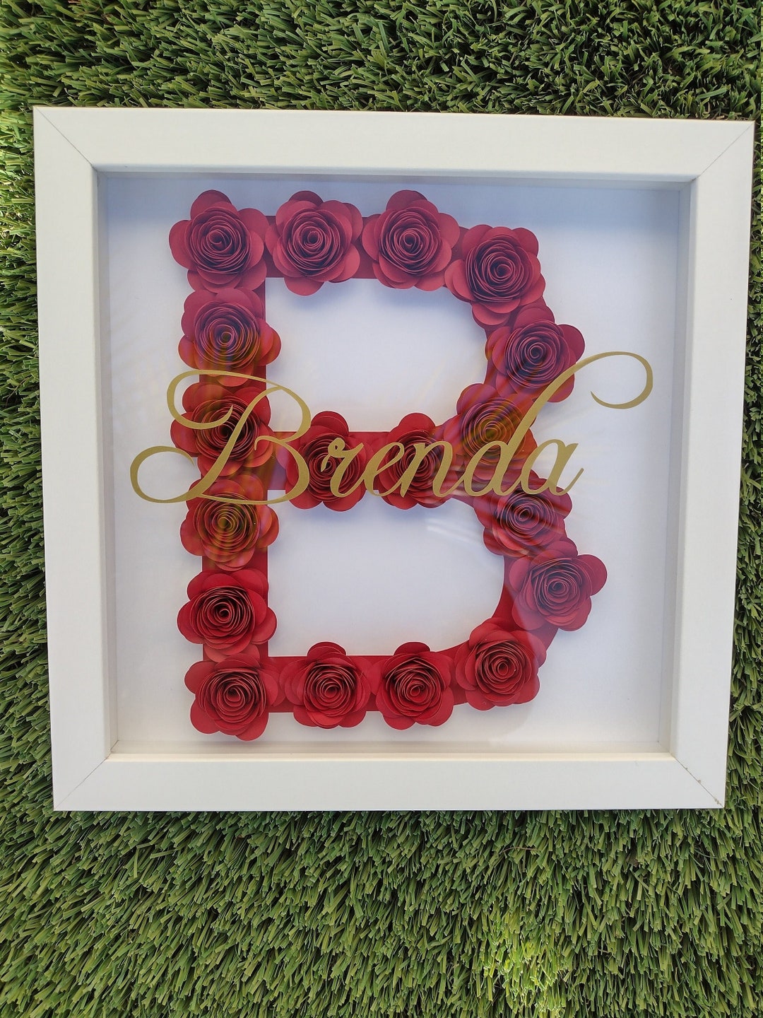 Initial | Letter Paper Flower Shadow Box - Etsy