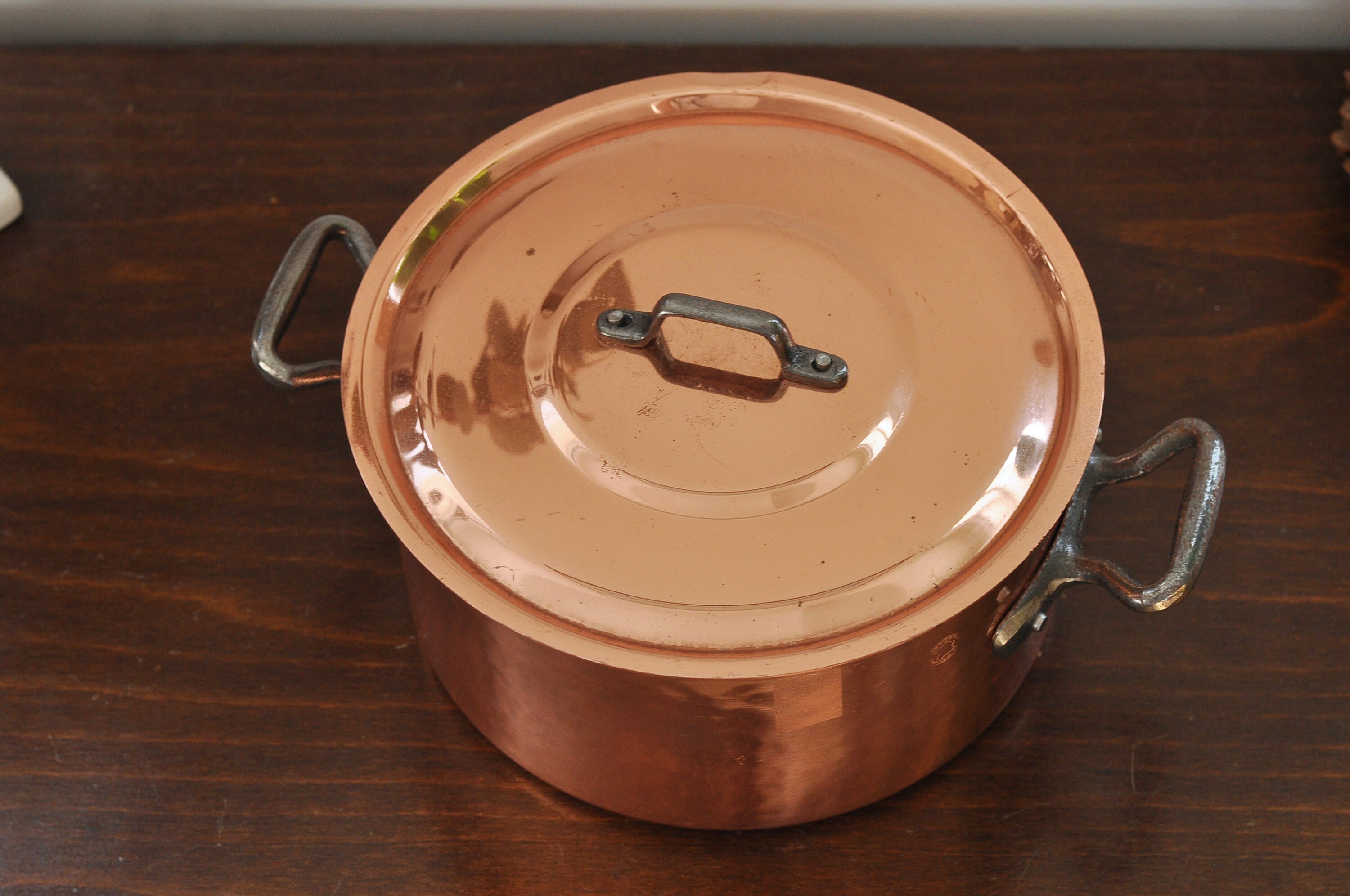 Vintage French Copper Casserole Pan With Lid and Two Handles - Etsy