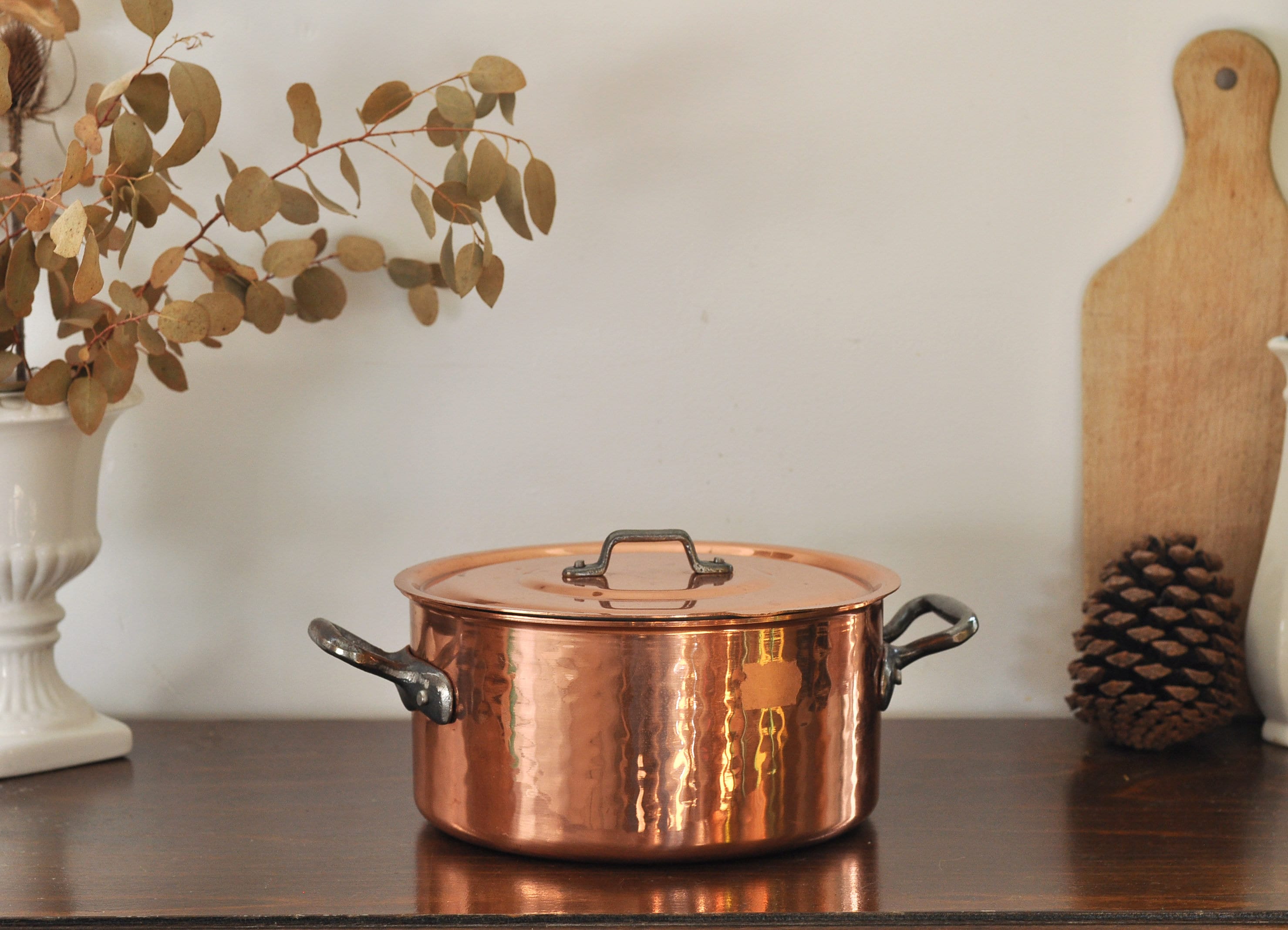 Vintage French Copper Casserole Pan With Lid and Two Handles - Etsy