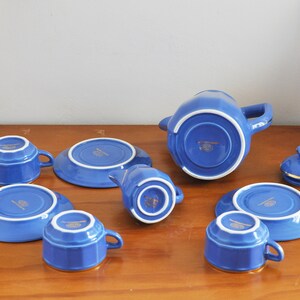 APILCO Espresso Cups + Creamer + Coffee Pot, Blue Porcelain Bistroware ...