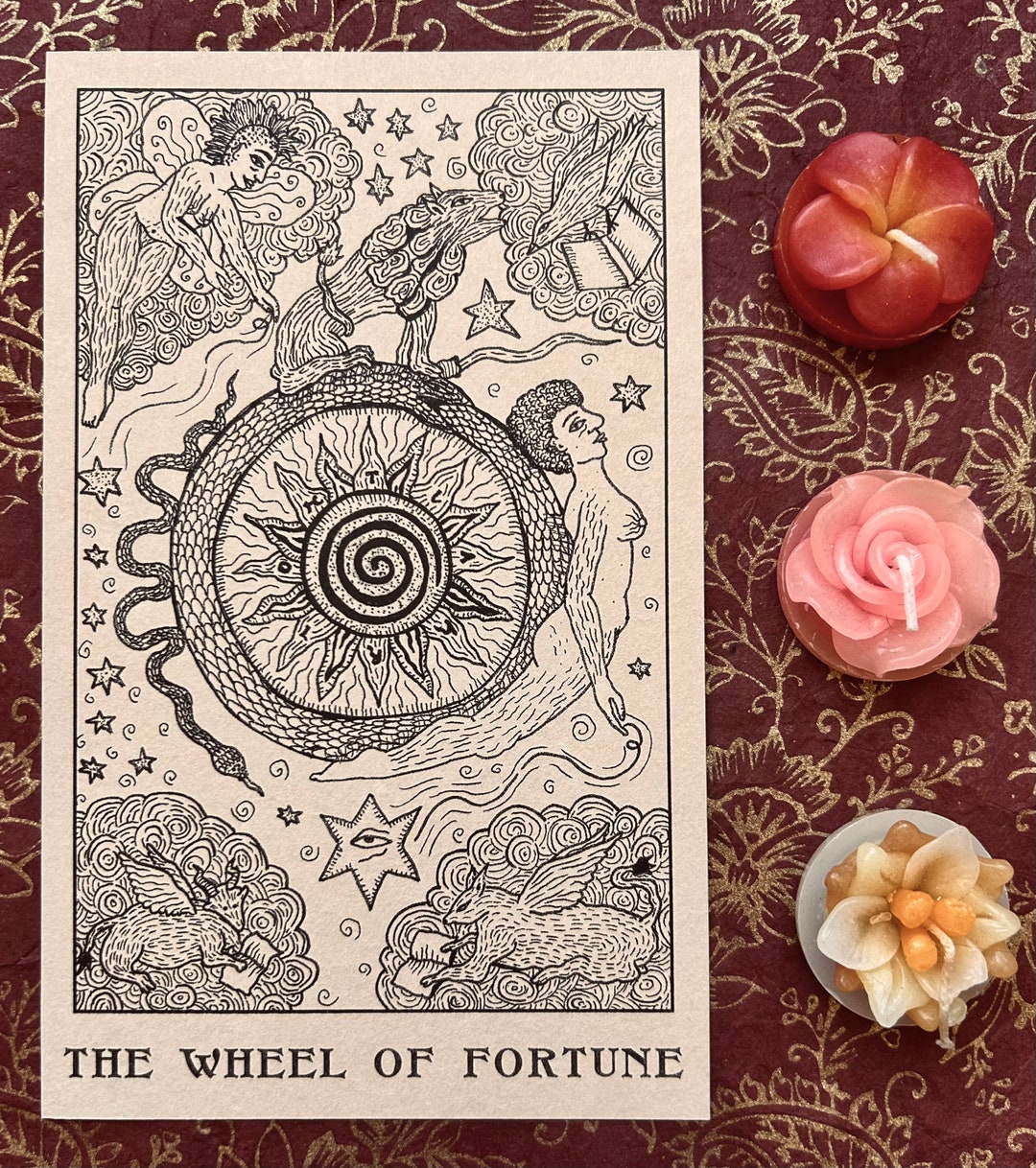 The Wheel of Fortune - Earth Mother Magic Riso Tarot Print - Etsy