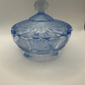 Vintage Cambridge Caprice Moonlight Lidded Blue Glass Dish - Etsy